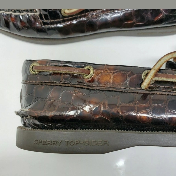 Sperry | Shoes | Sperry Top Sider Patent Leather Brown Croc Loafer ...